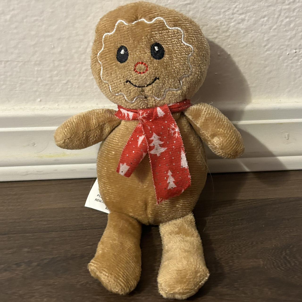 gingerbread man stuffy with red and white accents... - Depop
