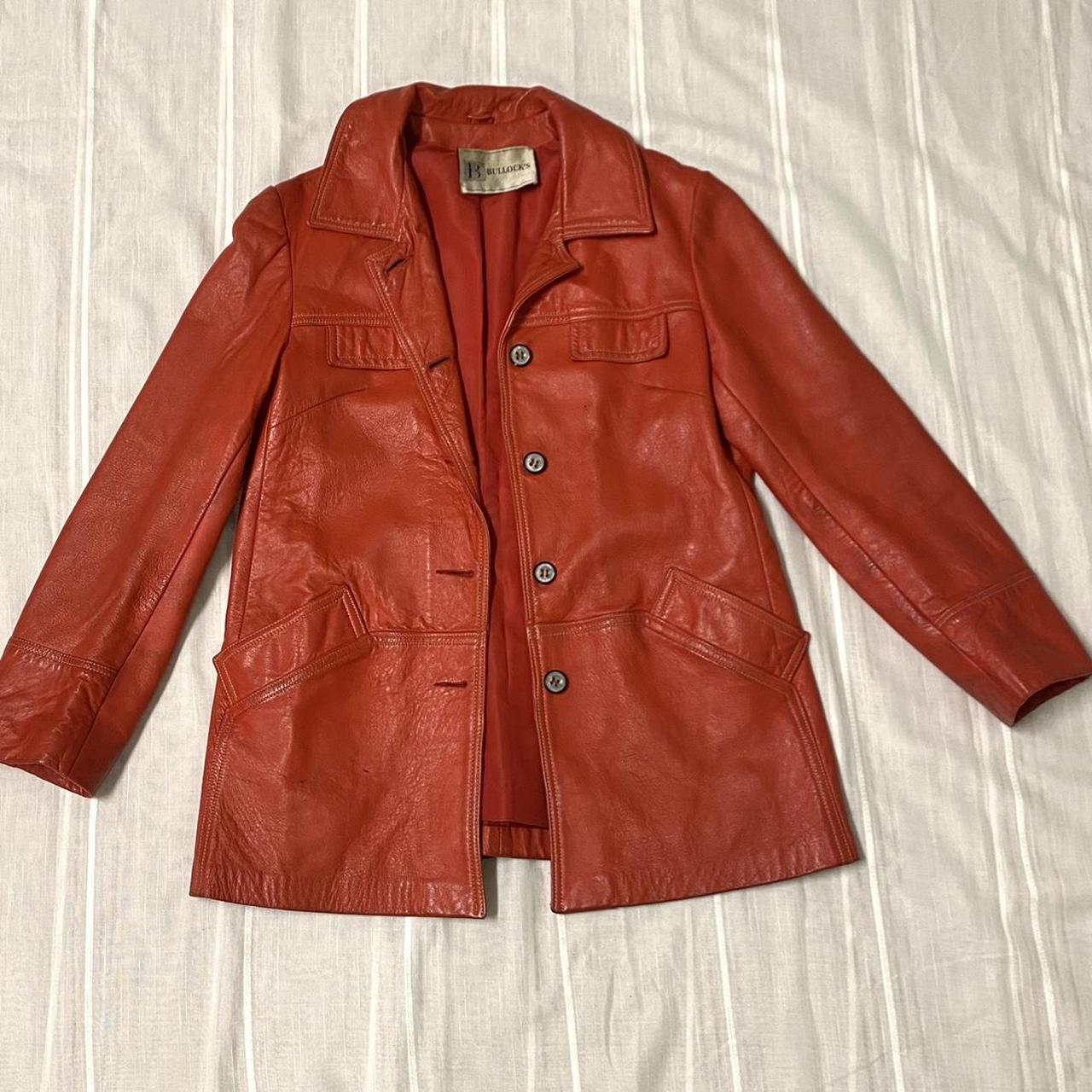 vintage red leather jacket• 💋 can fit from s-l... - Depop
