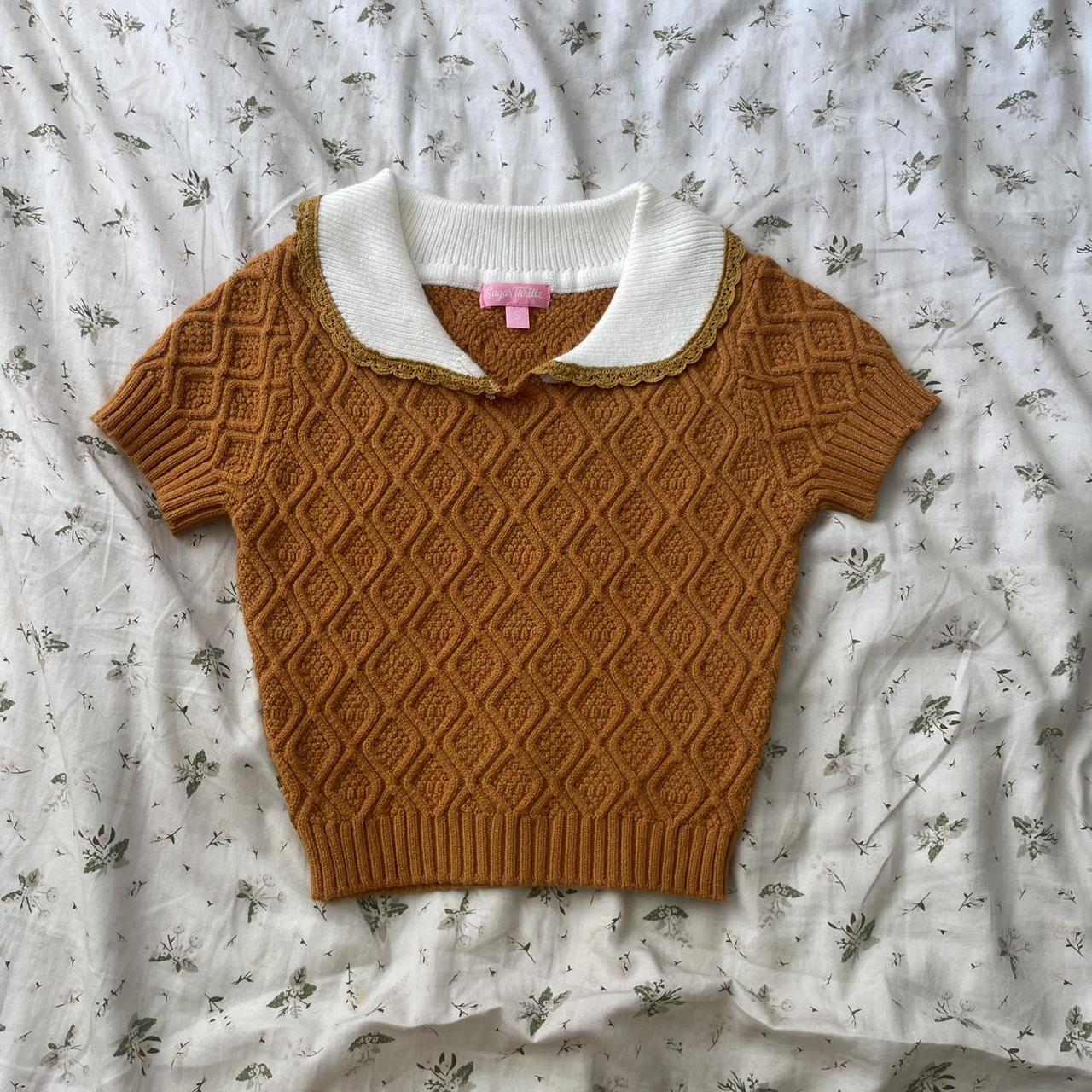 Sugar Thrillz Dolls Kill Orange Collared Knit Crop Depop