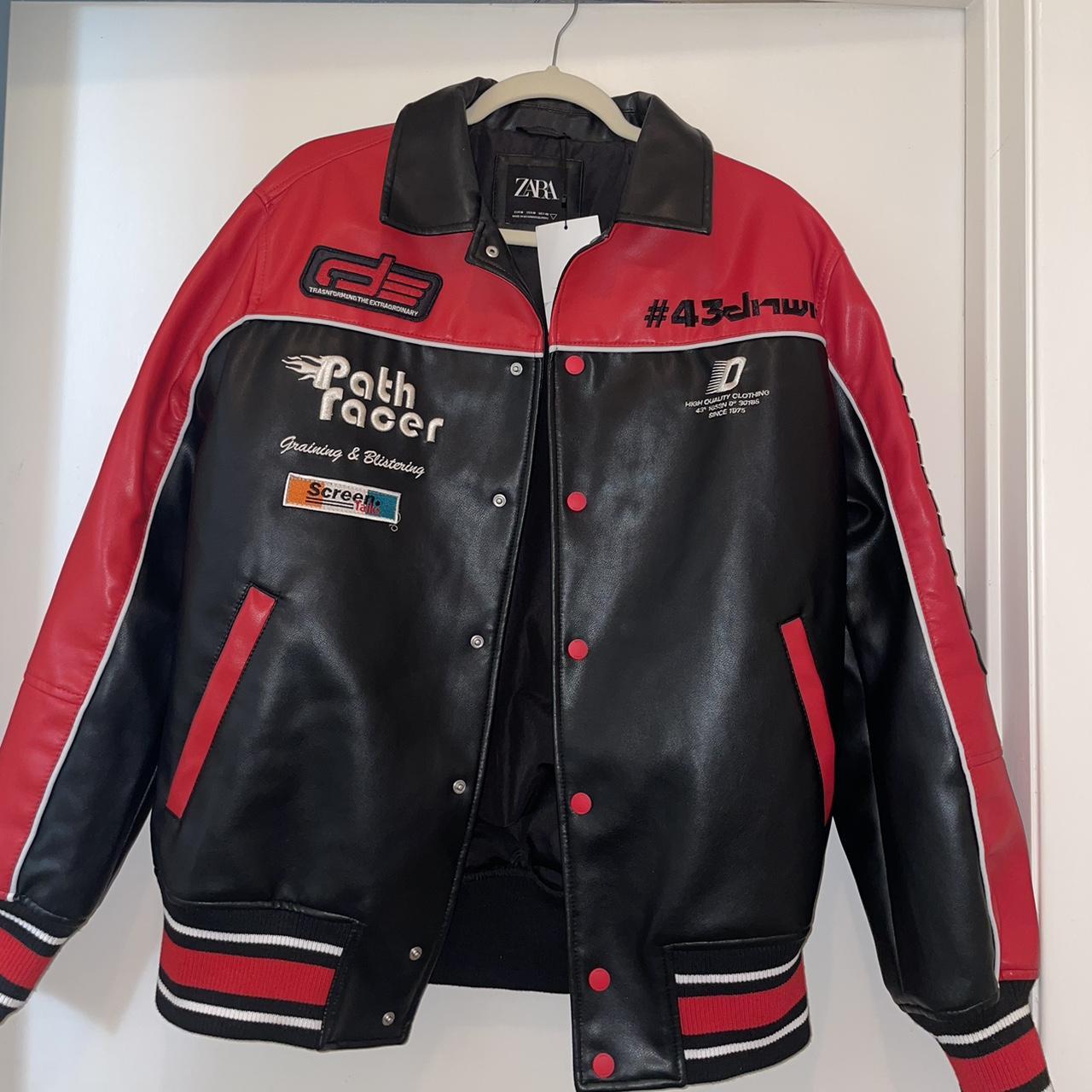 ZARA MEN FAUX LEATHER PATH RACER JACKET NWT SIZE... - Depop