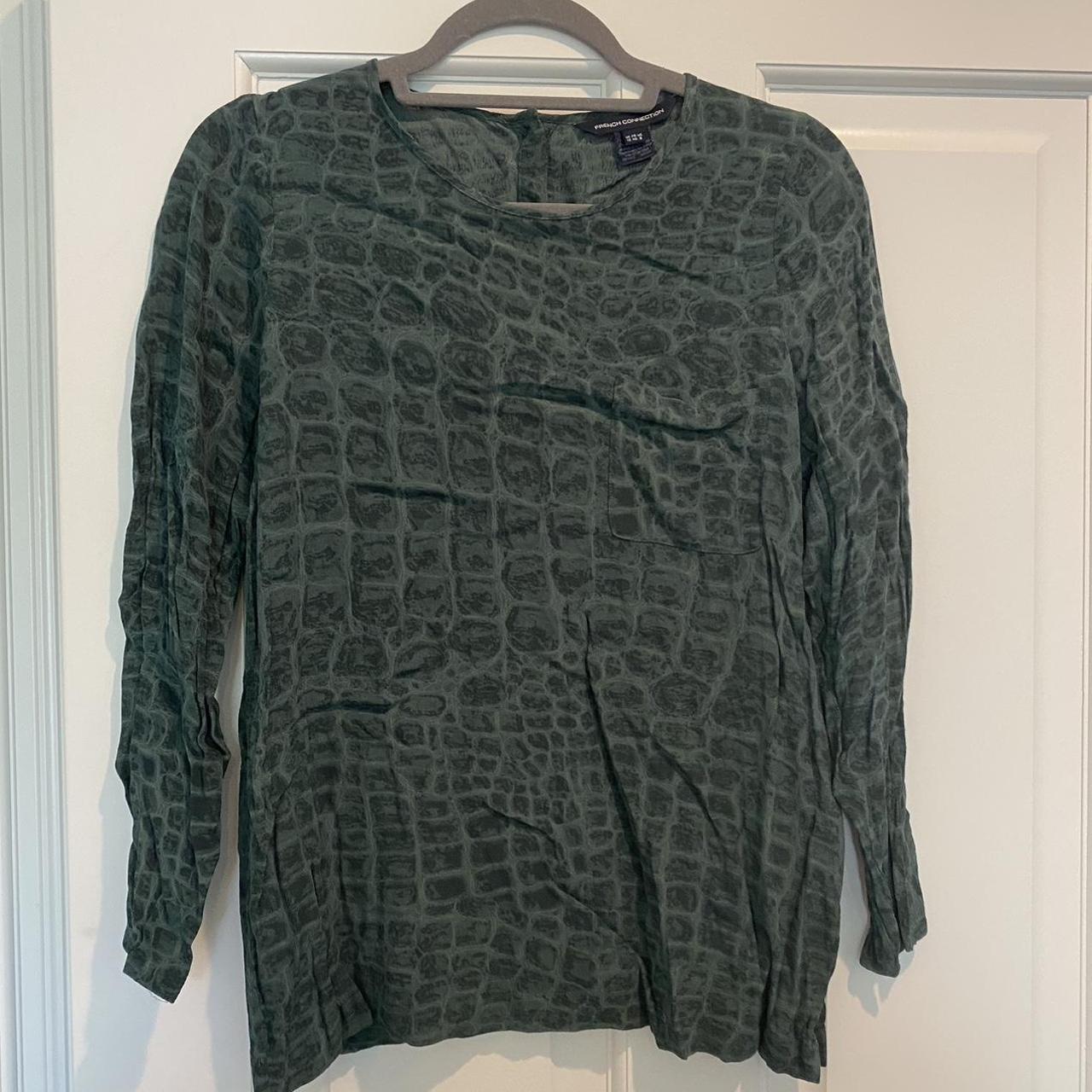 French connection crocodile print blouse, size M,... - Depop