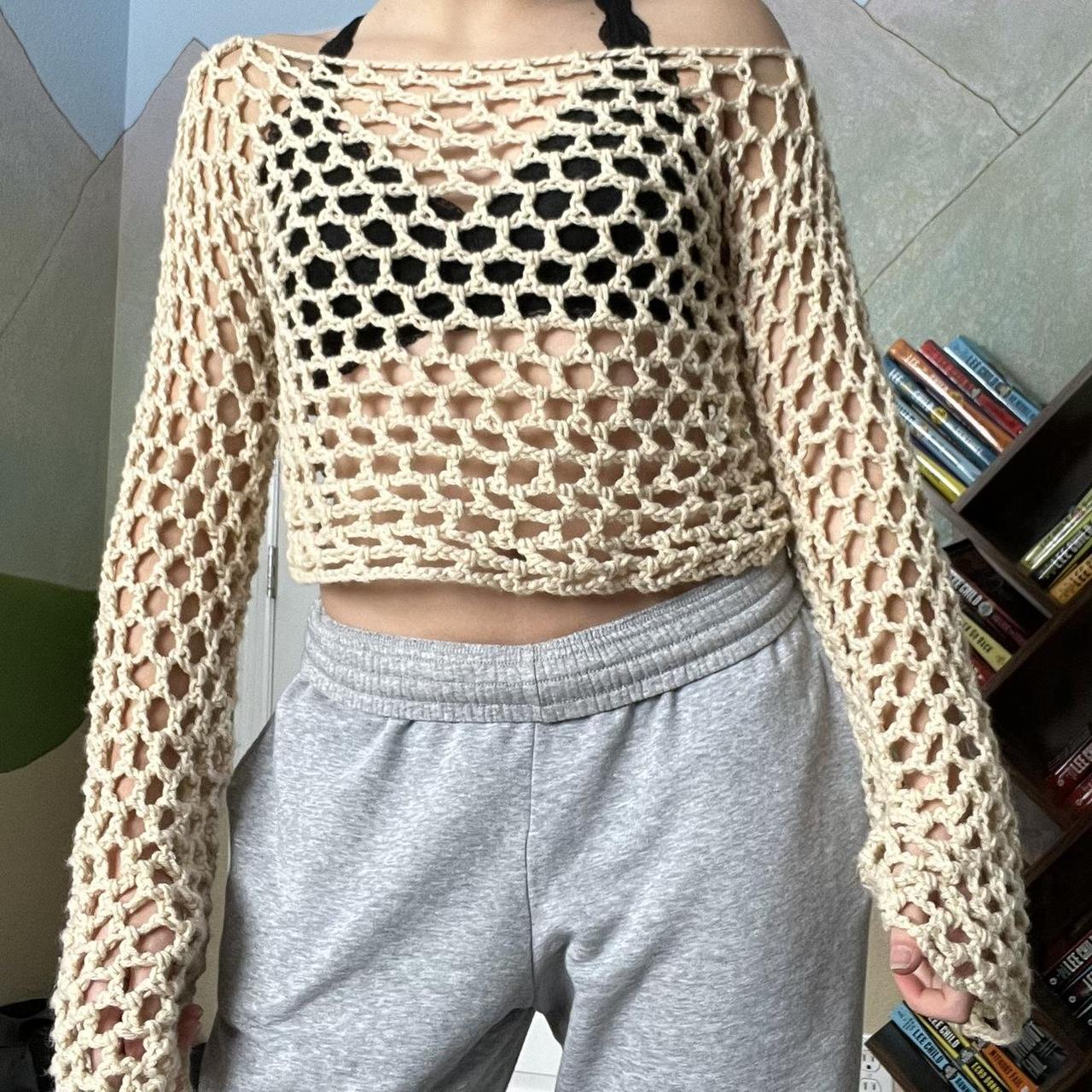 Crochet Long Sleeve Cover Up ~oversized Off The Depop