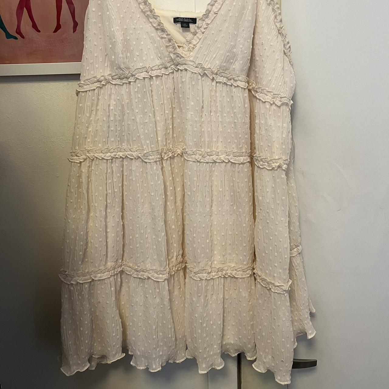 Boho Cream White Dress with Triangle Cups, a- line,... - Depop