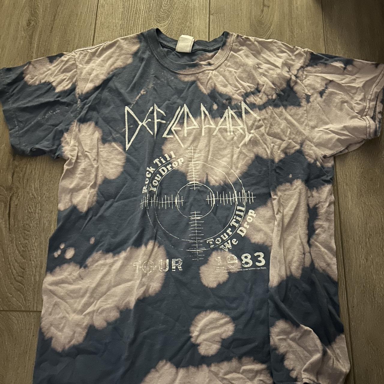 Def Leppard Tour 1983 band tee, pink and blue tye... | Depop