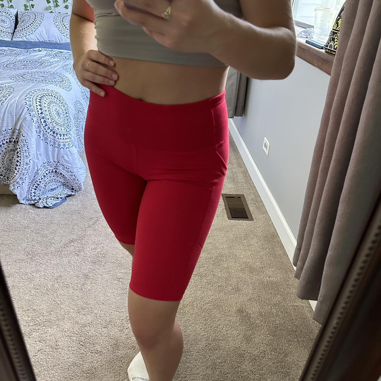 Bright Red Biker Shorts Wpockets Im 52” So Depop