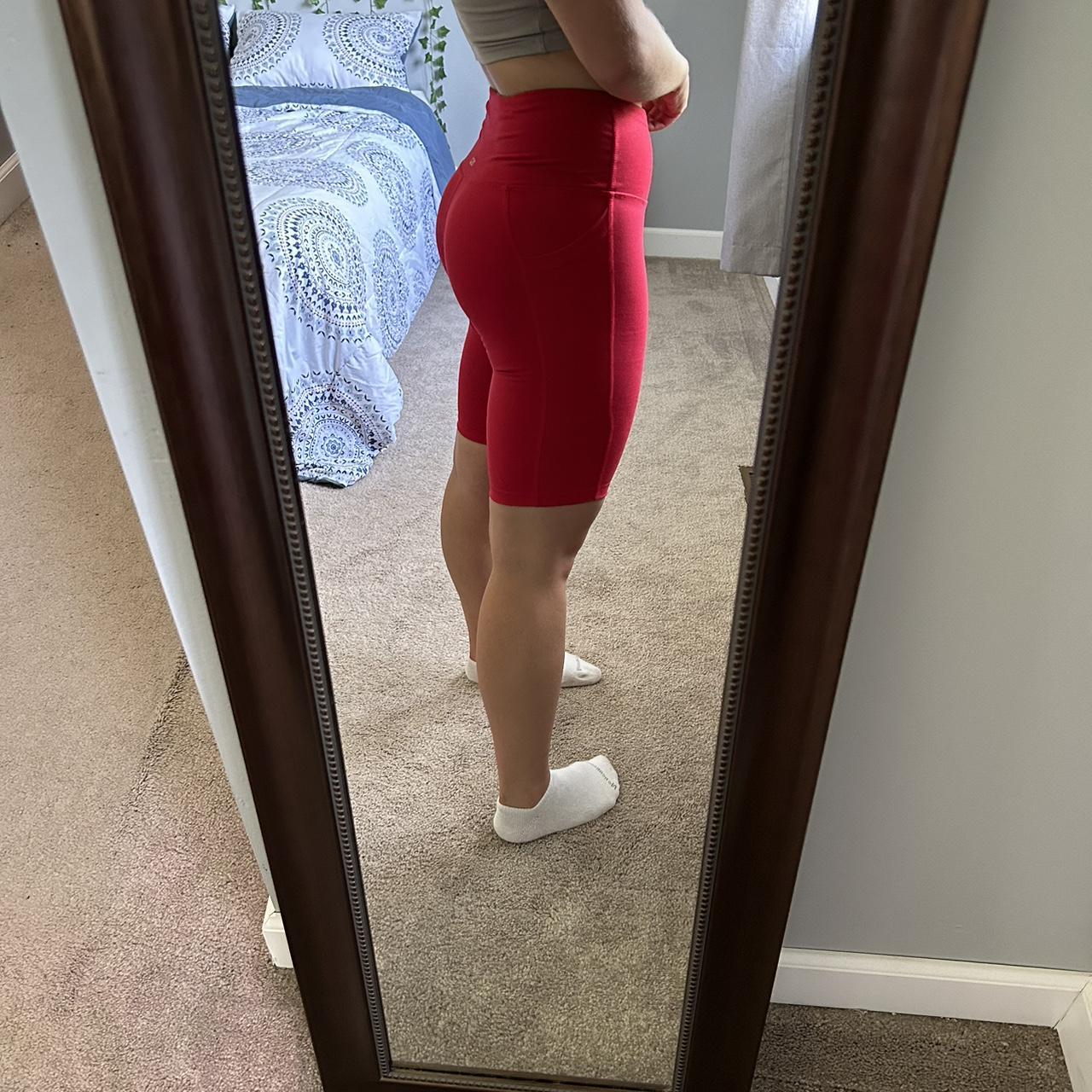 Bright Red Biker Shorts Wpockets Im 52” So Depop