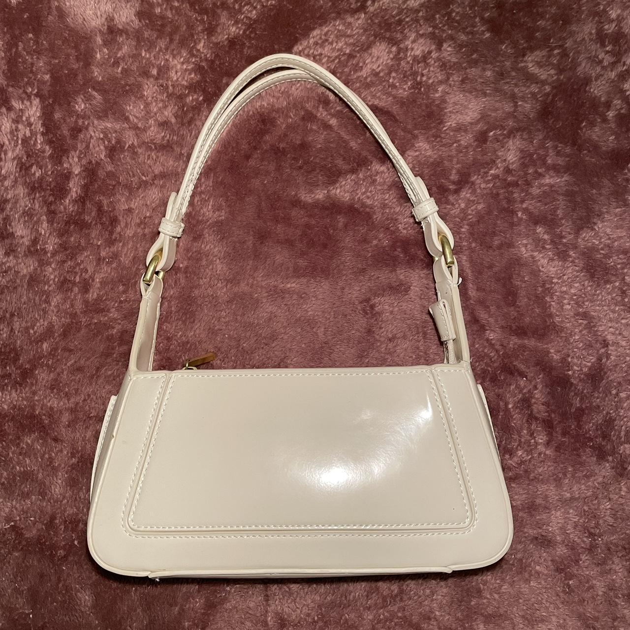 small sized zara cream shoulder bag. gold hardware... - Depop