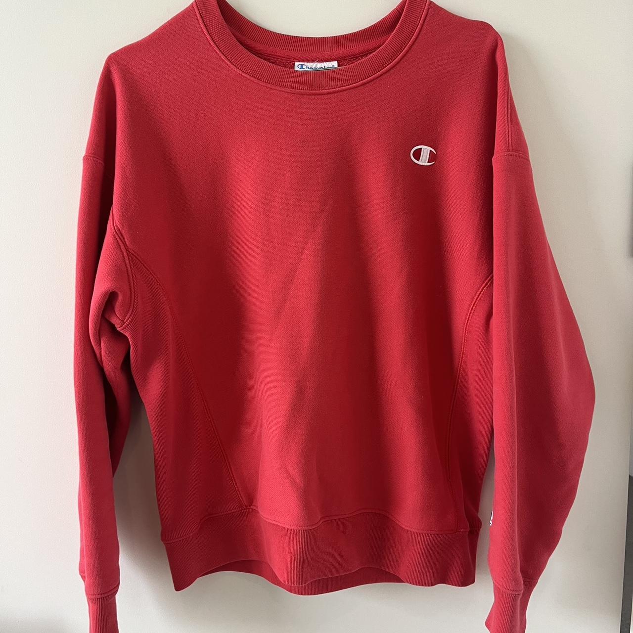 Red Champion crew neck size Medium. Used but in good... - Depop
