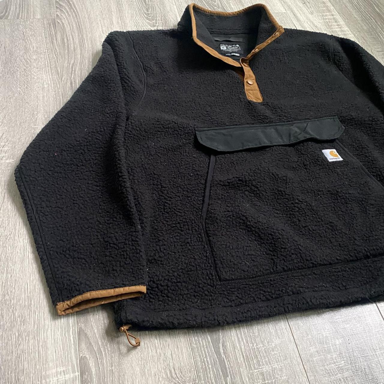 Carhartt fleece pullover men’s black collared... - Depop