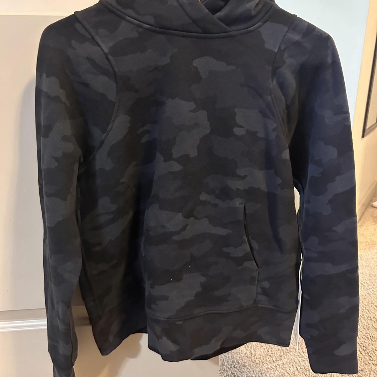 Lululemon Black Camo Hoodie Size: 4 Condition:... - Depop