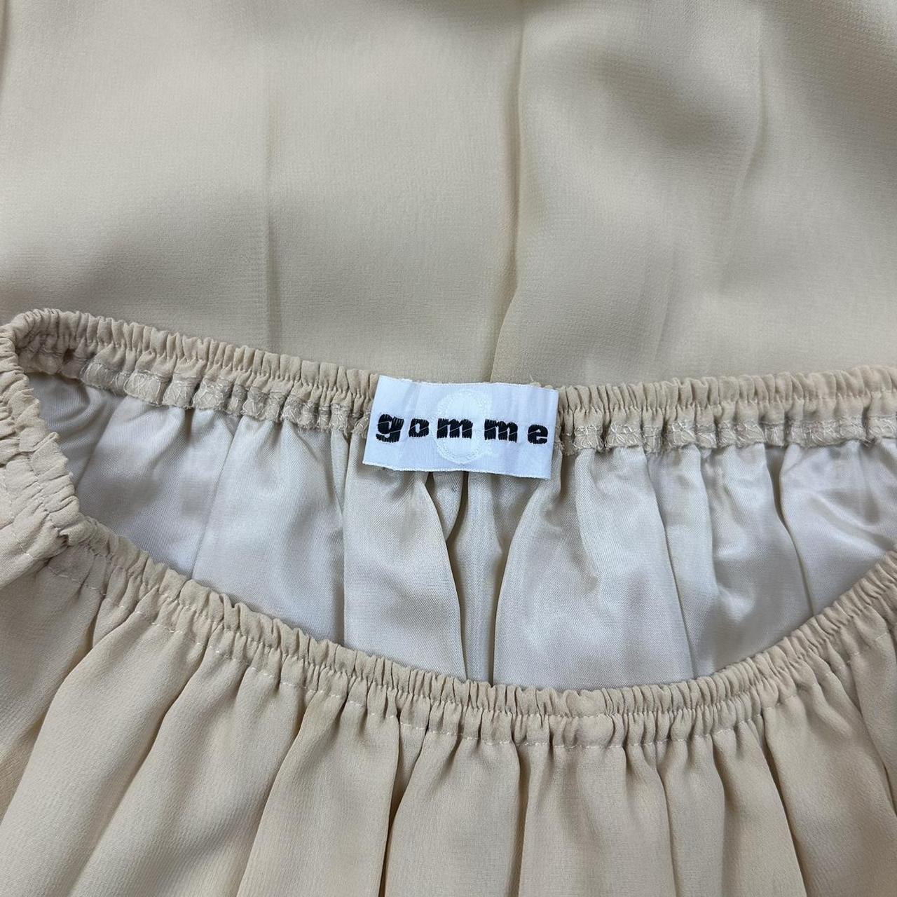 GOMME 90s Cream Pleated Maxi Skirt with Raw Hem One... - Depop