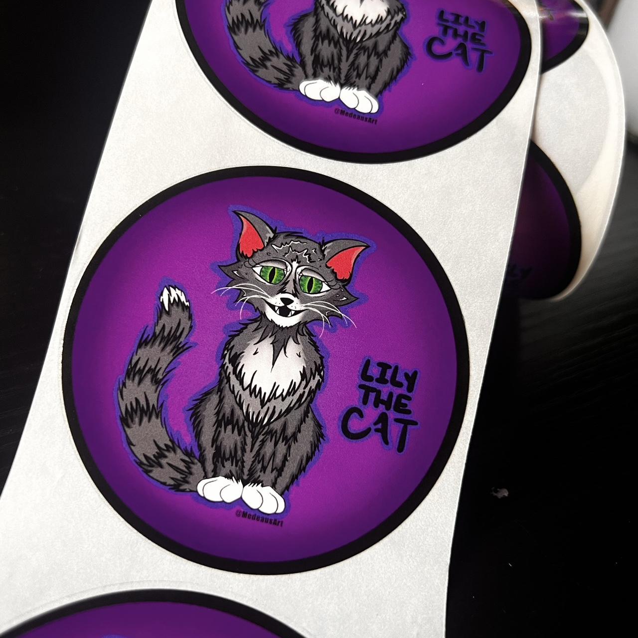 ‘Lily The Cat’ ~ Stickers ( 3in x 3in Circle) Gloss... - Depop