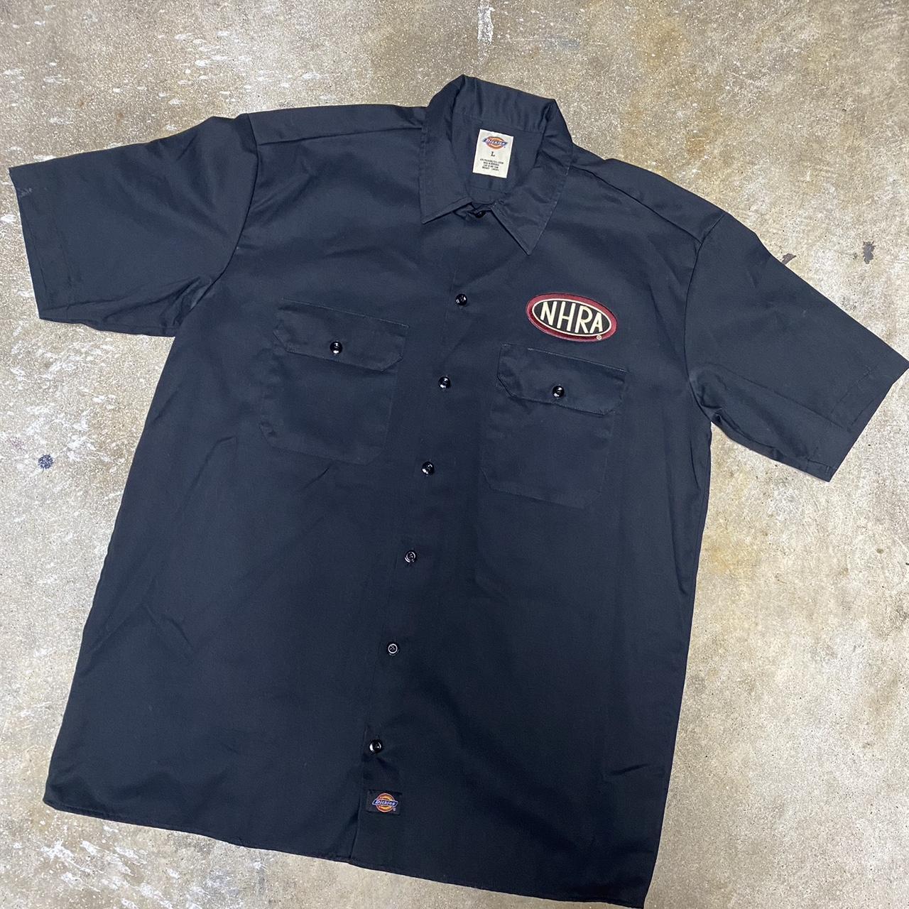 Custom NHRA Dickies Hot Rod Button up size large... - Depop