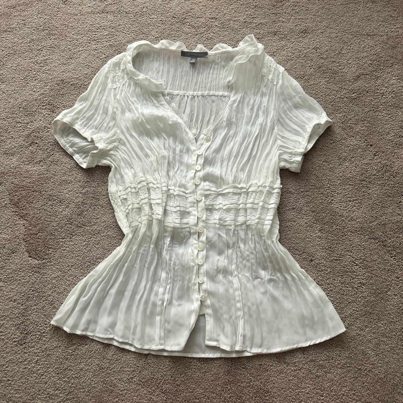 white ruffle lace blouse 🤍 Delicate and feminine... | Depop