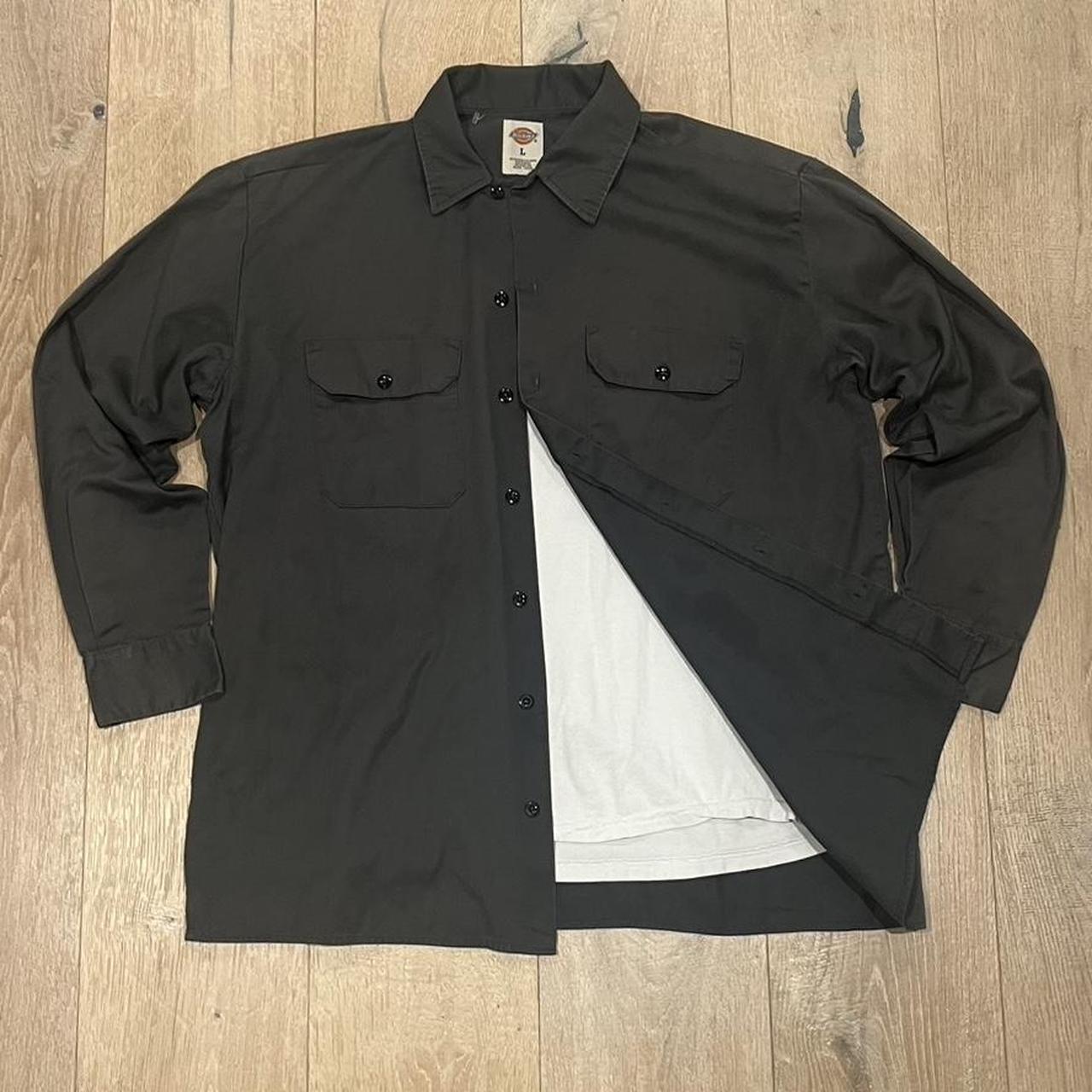 Vintage black 90s button-up shirt with a relaxed... | Depop