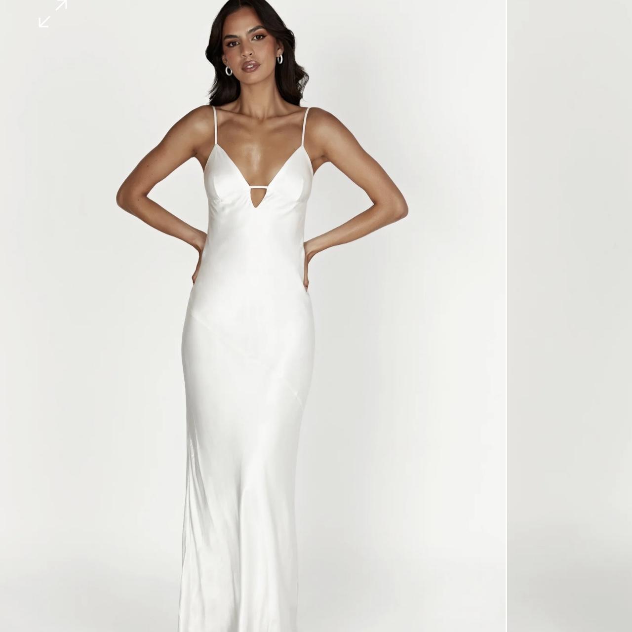 Meshki cora tie back maxi slip dress in white! Super... - Depop