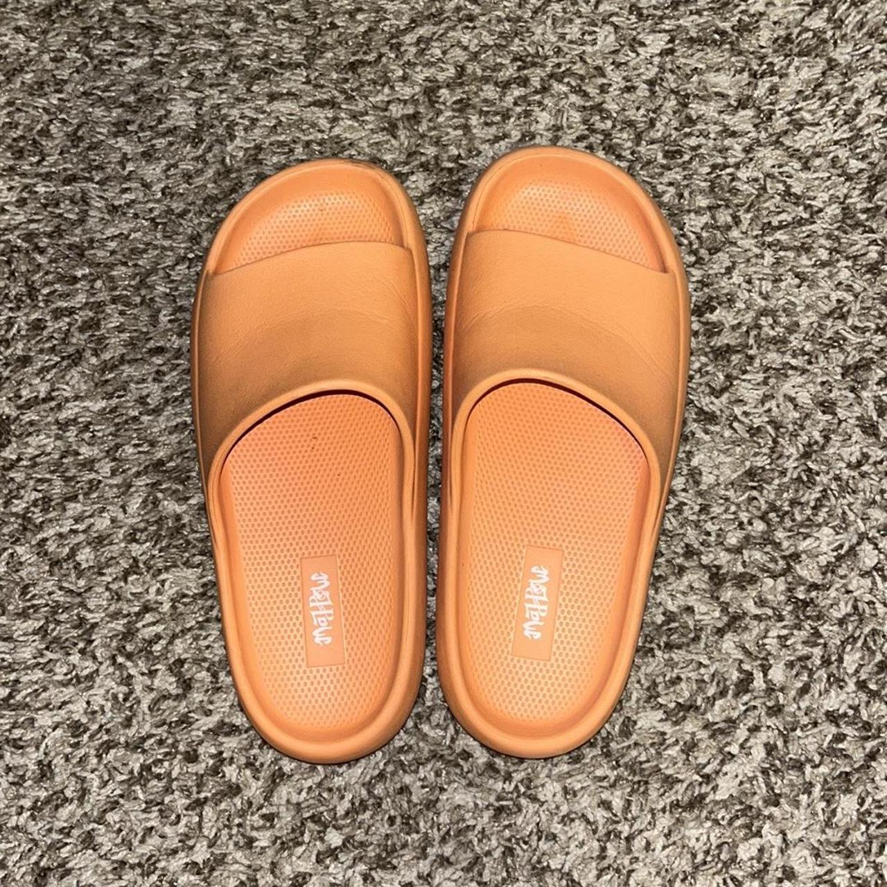 orange slides comfortable size 7.5 - Depop