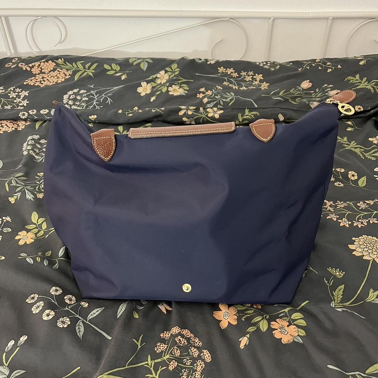 Long Champ Le Pliage Large Tote Navy with brown... - Depop