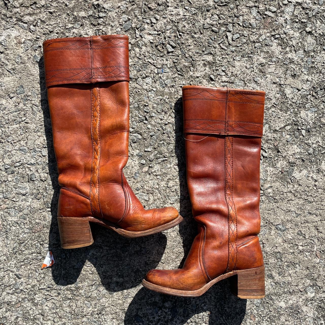 Vintage 1970’s Frye boots Campus cuff knee high... | Depop