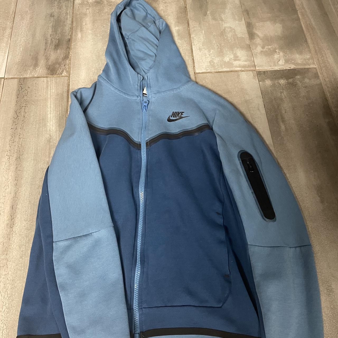 Blue Nike tech zip up sweater, size extra large in kids - Depop
