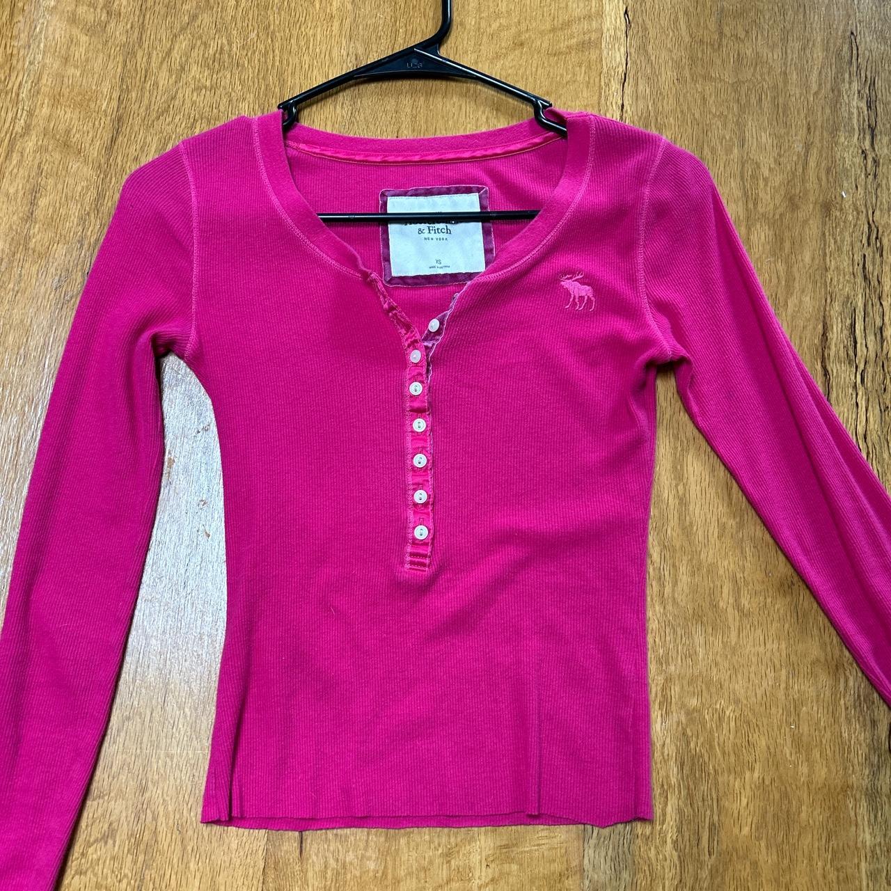 Pink Ribbed Abercrombie & Fitch Long Sleeve size... - Depop