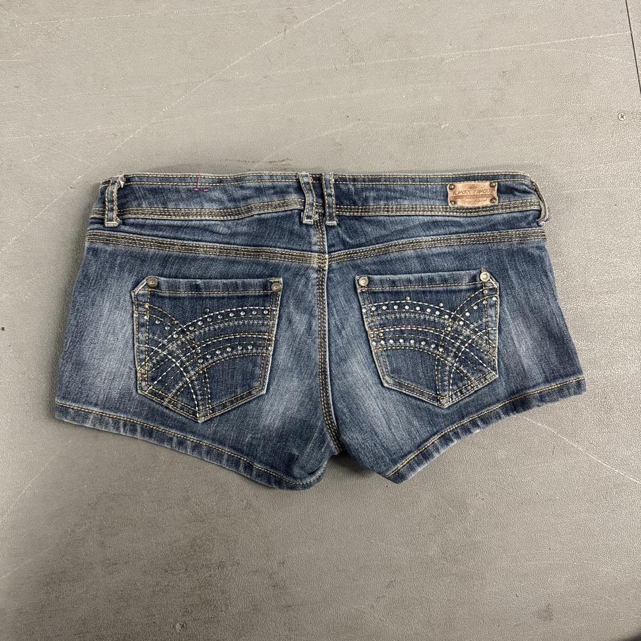 Y2K mini micro shorts with studs/embroidery on back... | Depop