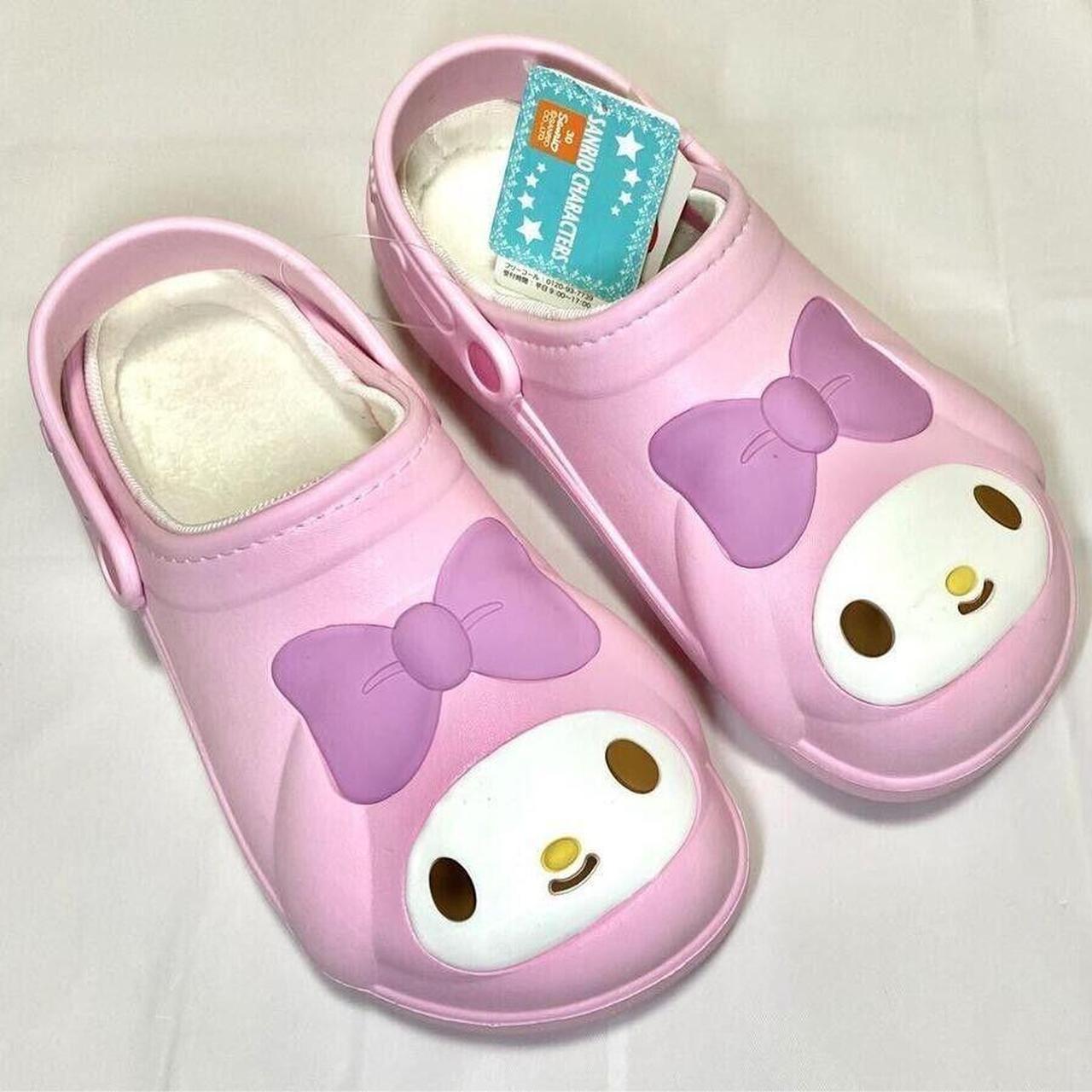 Sanrio Hello Kitty My Melody pink and white Crocs... - Depop