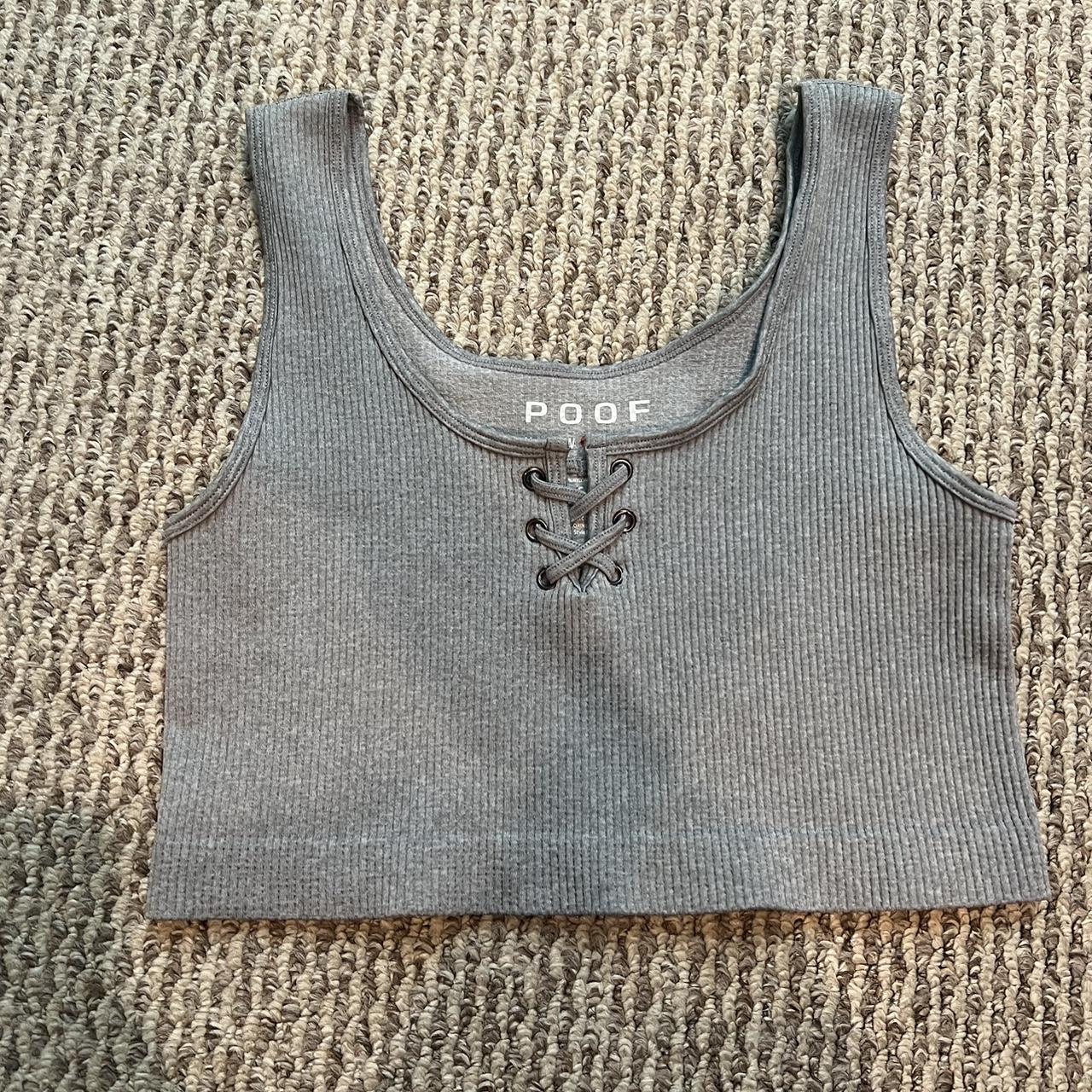 POOF New York grey tank. Barely worn- size... - Depop