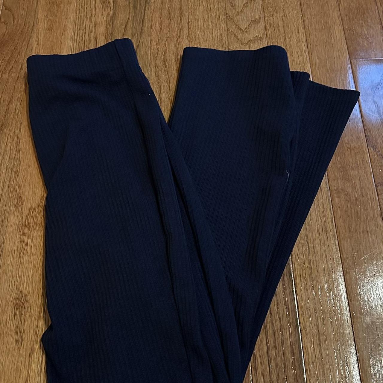 amazon navy ribbed flared leggings please send... - Depop