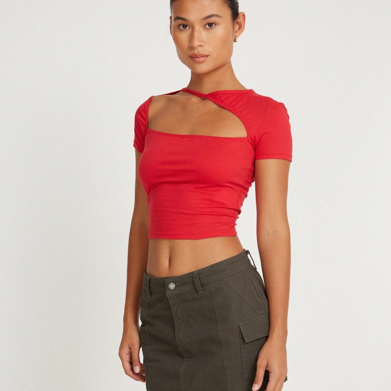 Selling this cropped motel rocks red top, worn once... - Depop
