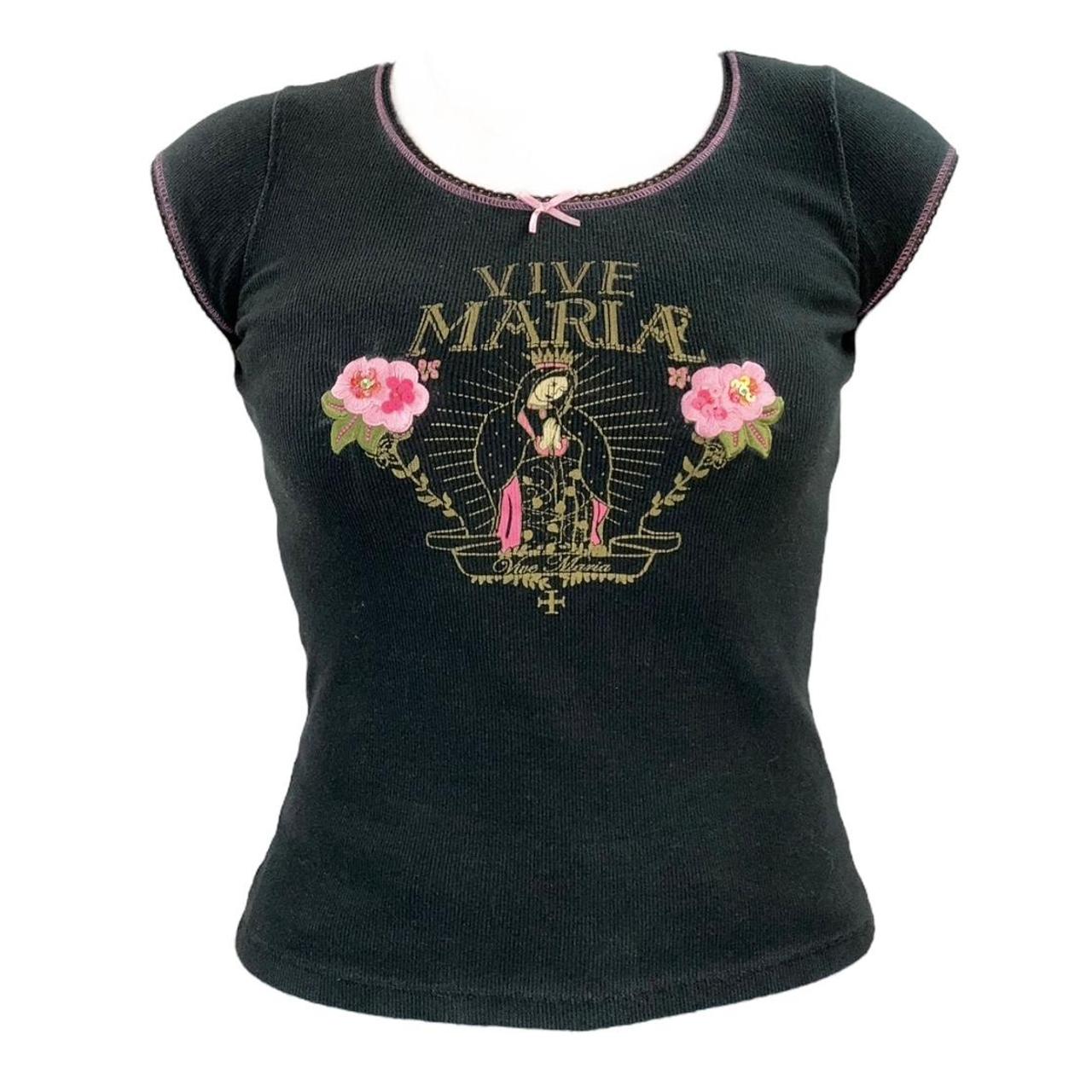 Vive Maria Women's Pink and Black T-shirt | Depop