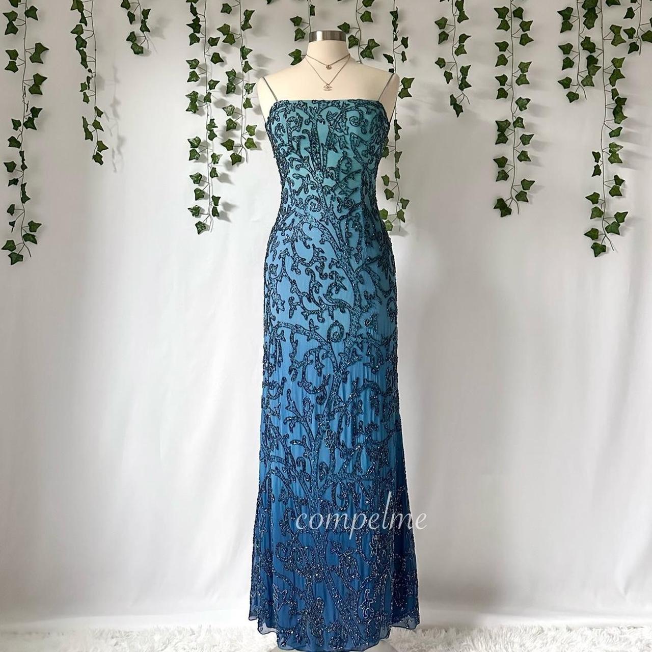 90s vintage blue mermaid prom dress Gorgeous +... - Depop