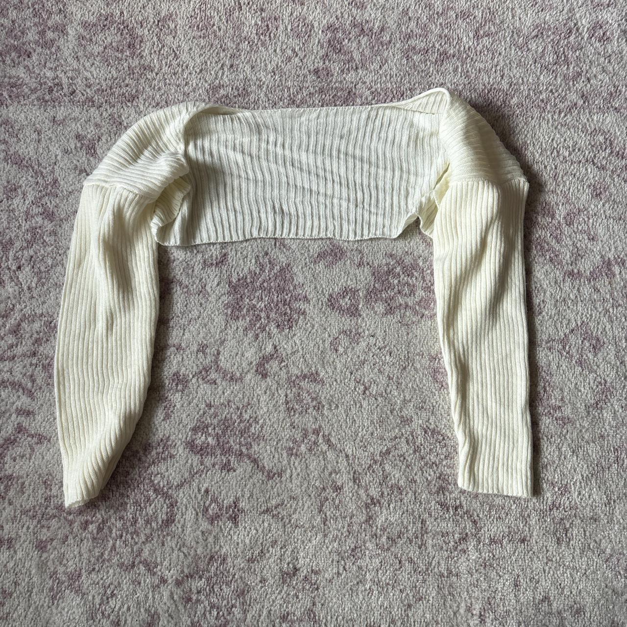 Y2K Cream long sleeve shrug #shrug #knitted #cropped - Depop