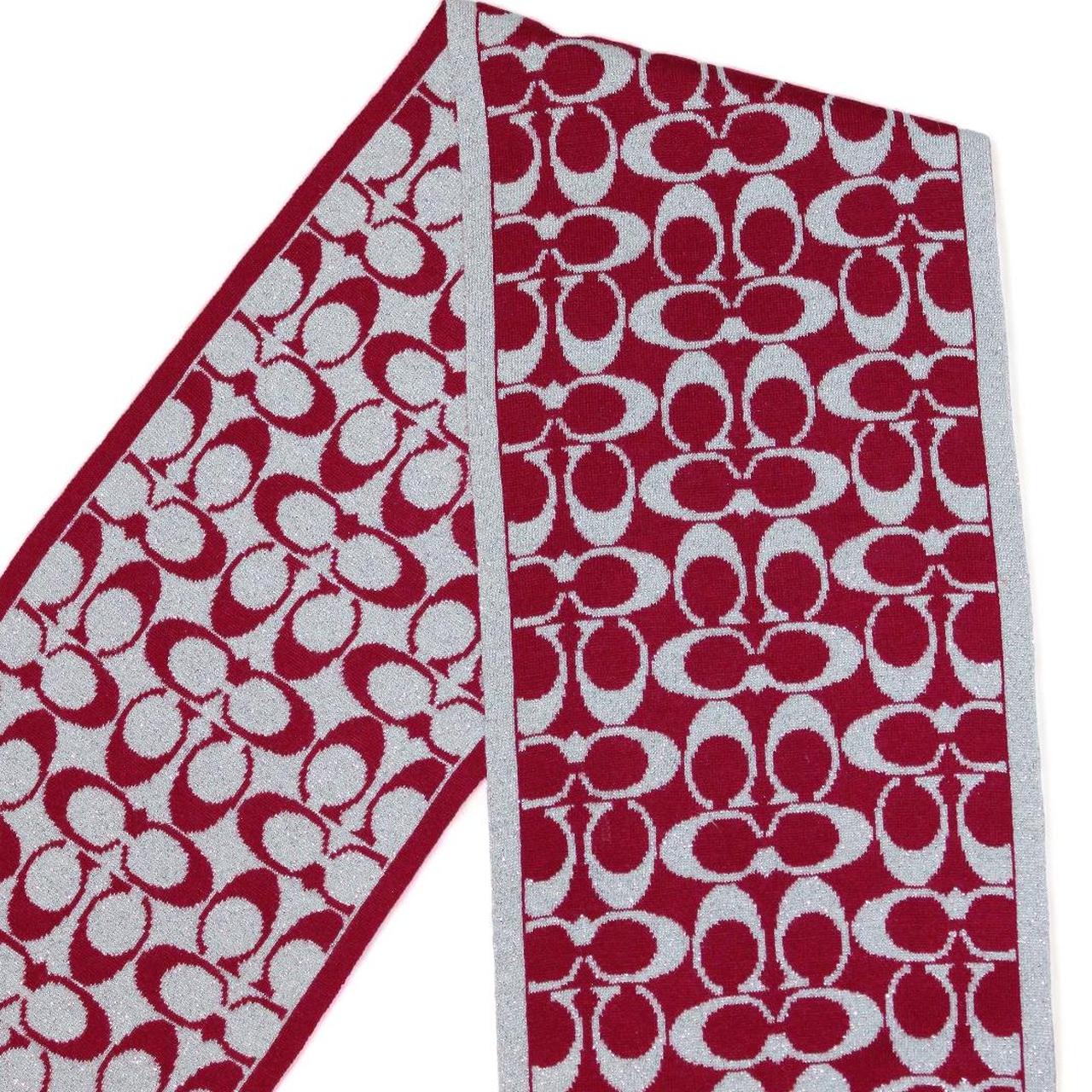 REVERSIBLE RED AND SILVER COACH SCARF perfect for a... - Depop