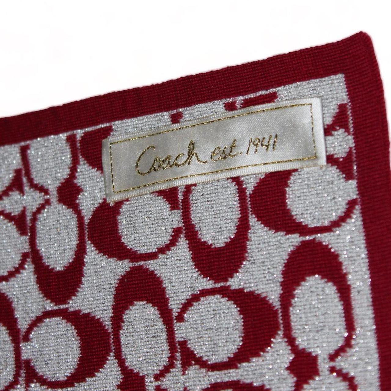 REVERSIBLE RED AND SILVER COACH SCARF perfect for a... - Depop