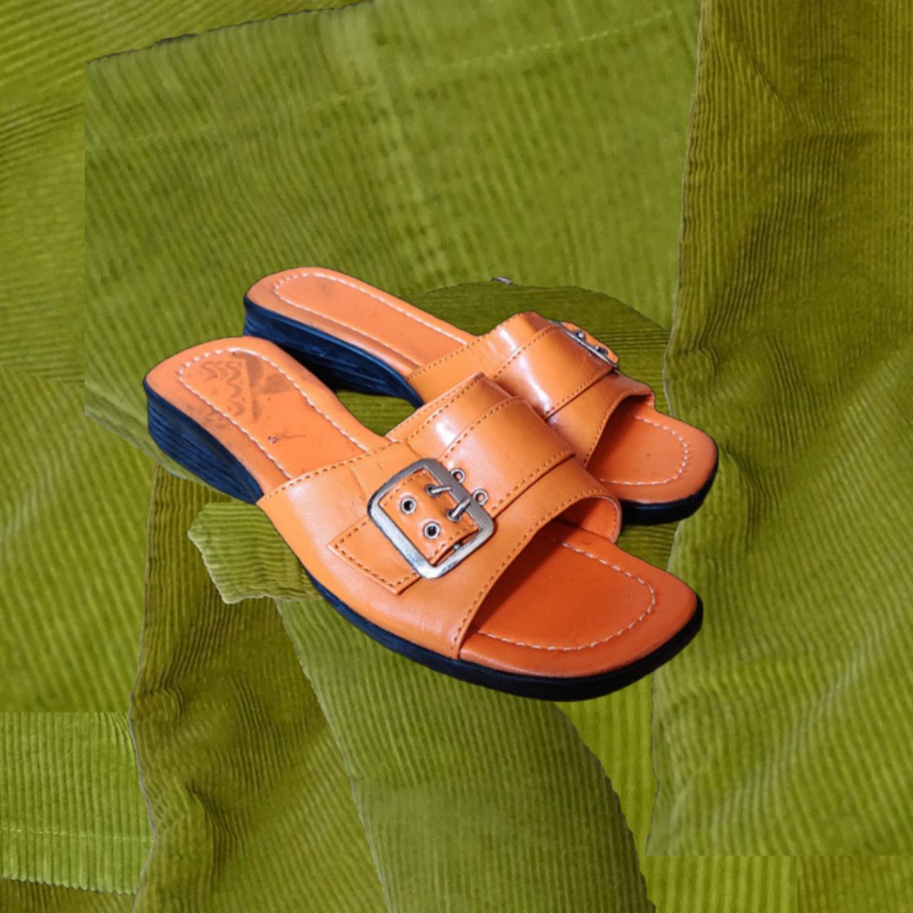 Retro orange slides • Slide-on shoes • Vibrant... - Depop
