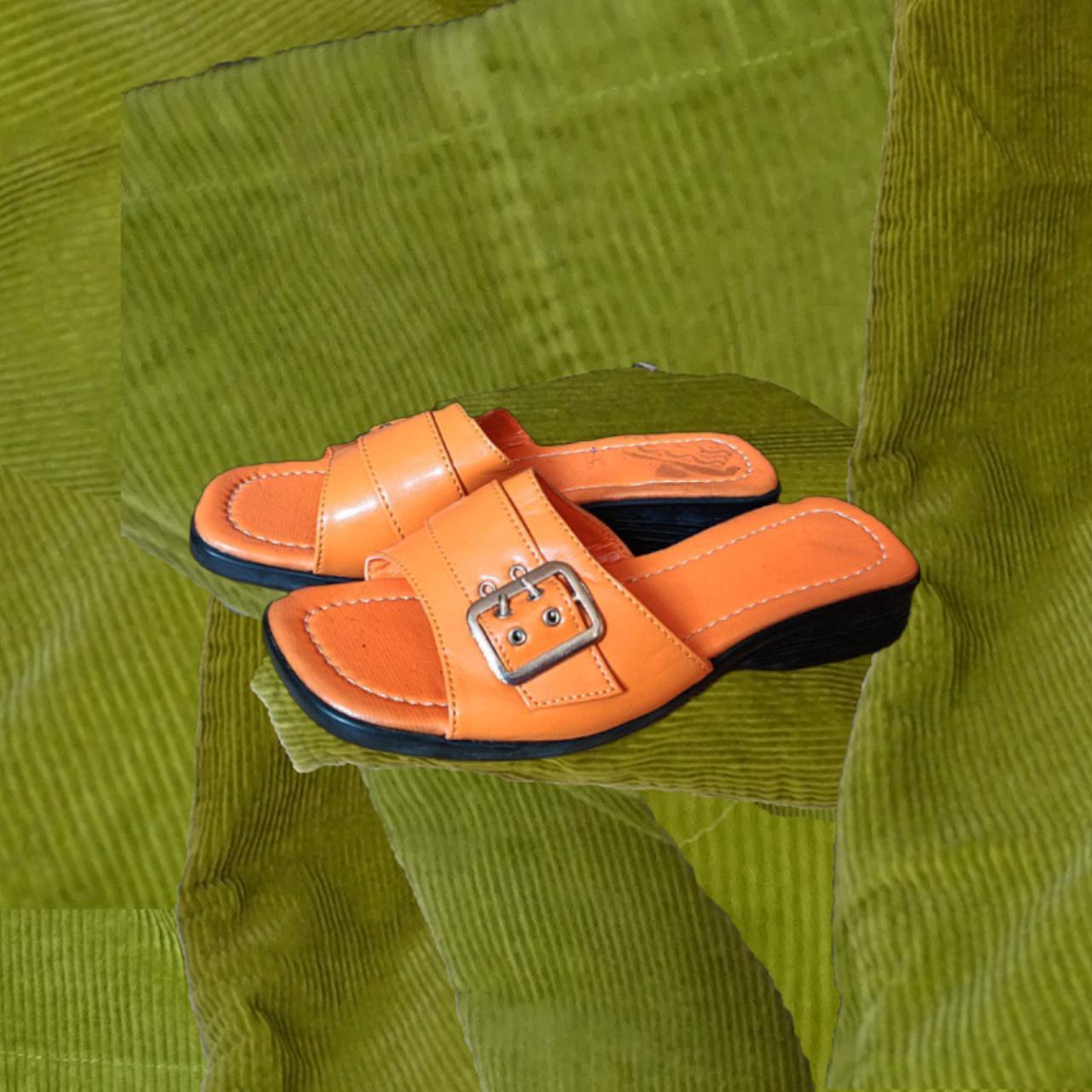 Retro orange slides • Slide-on shoes • Vibrant... - Depop