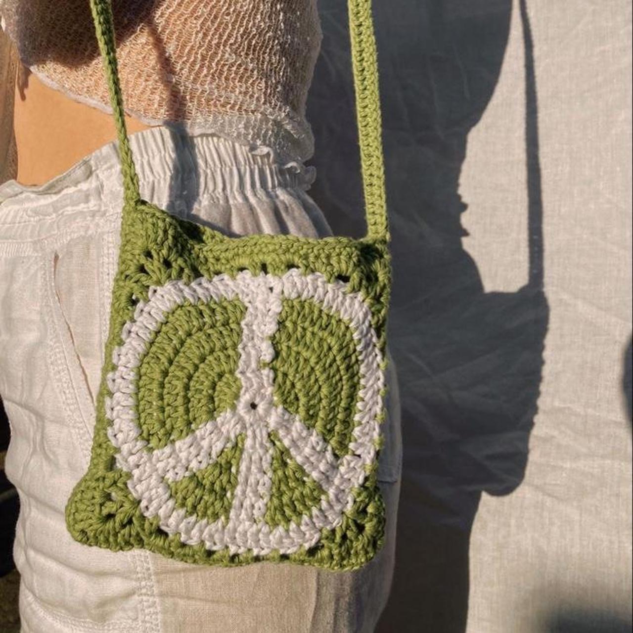peace sign crochet bag!! FREE SHIPPING soooo cute i... - Depop