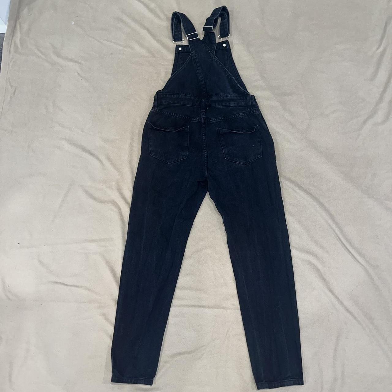 distressed black overalls women’s size small - Depop