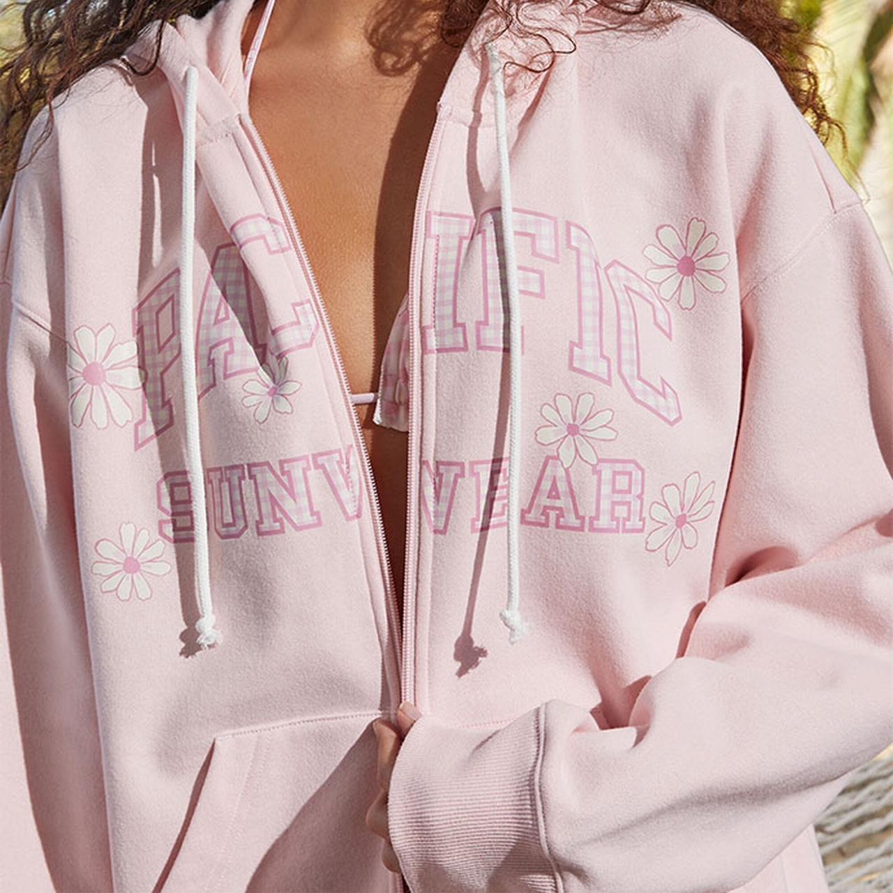 PacSun Women's Pink and White Hoodie | Depop