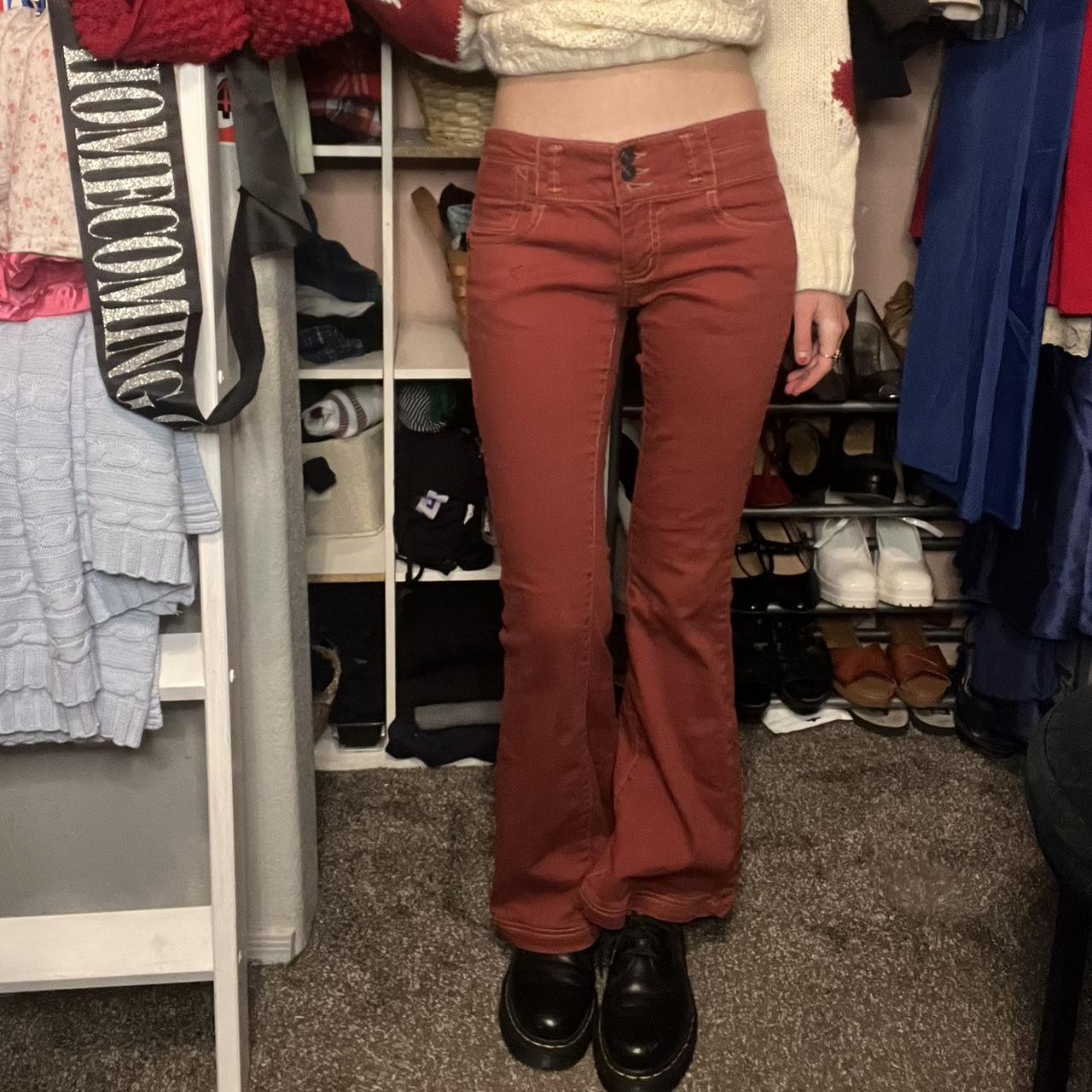 Rust red low rise flare pants/jeans ️🧡 from fire Los... - Depop
