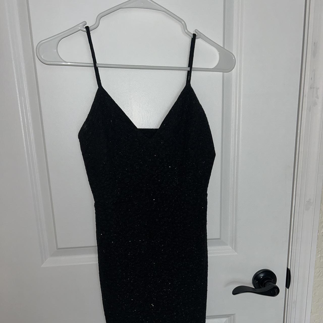Glittery body con mini black dress with cutouts - Depop