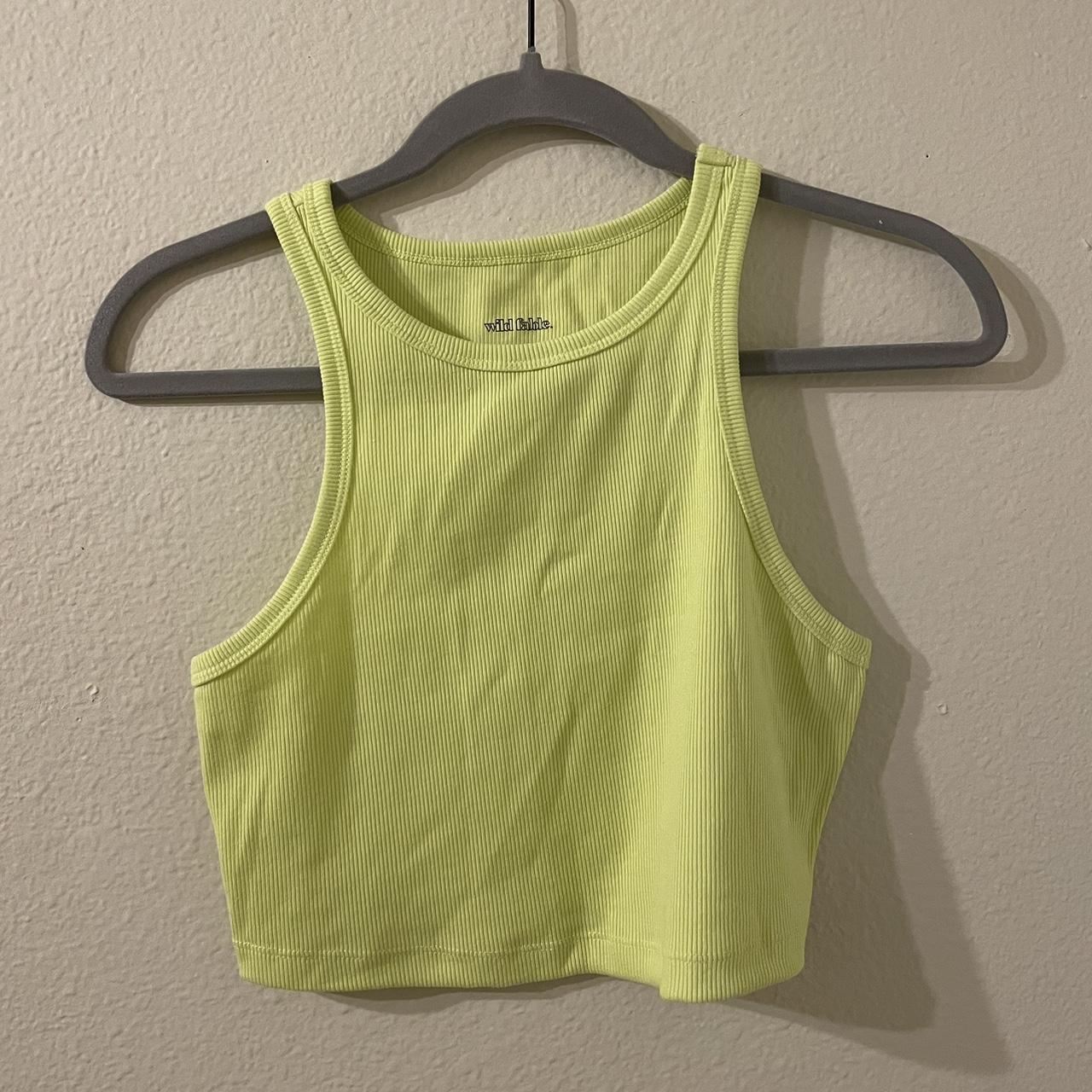 Wild Fable ribbed, citron green cropped tank, never... - Depop