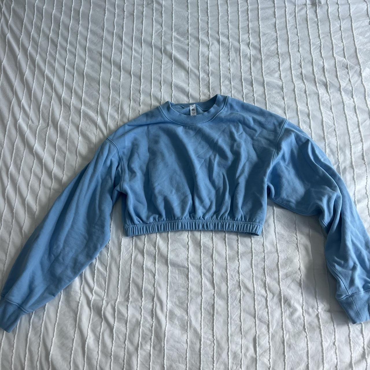 Alo yoga Baby blue crop crew neck Size small NWOT - Depop