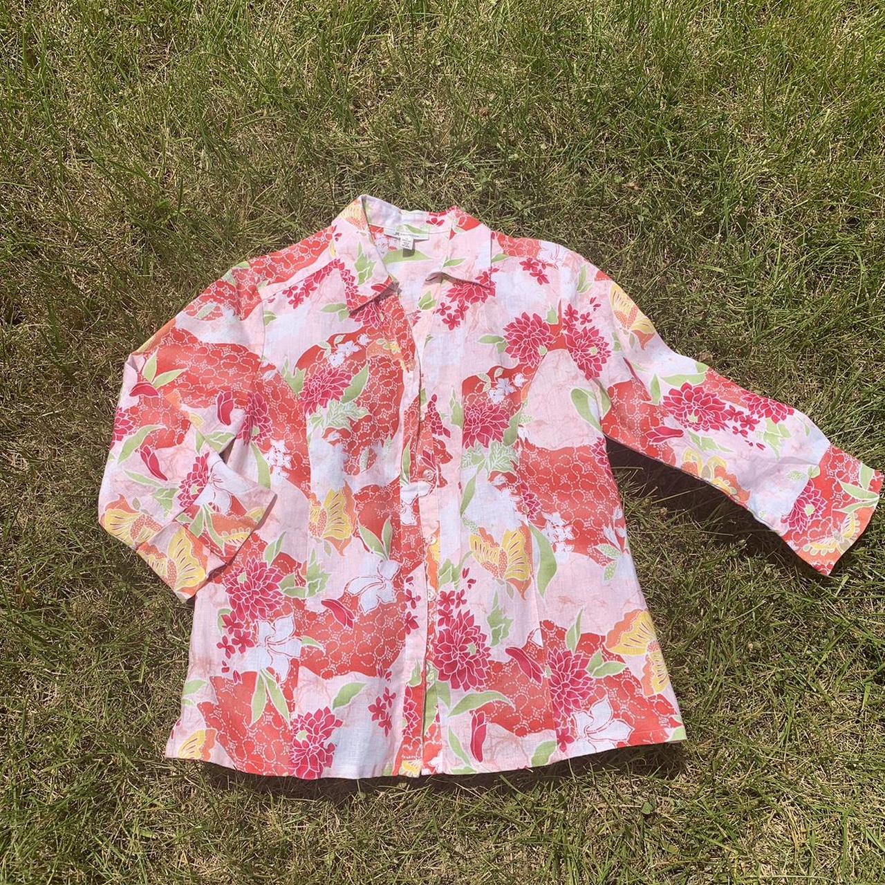 JM Collection Women's Pink and Red Blouse | Depop