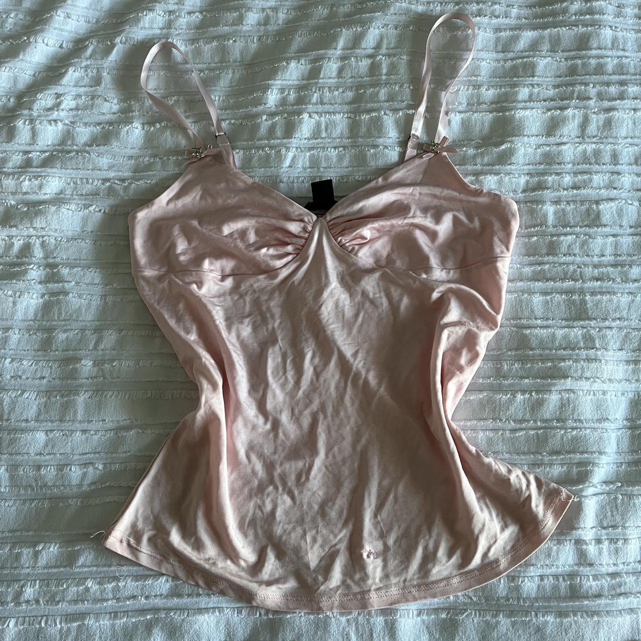 Baby pink cami top with bows on straps Has two holes... | Depop