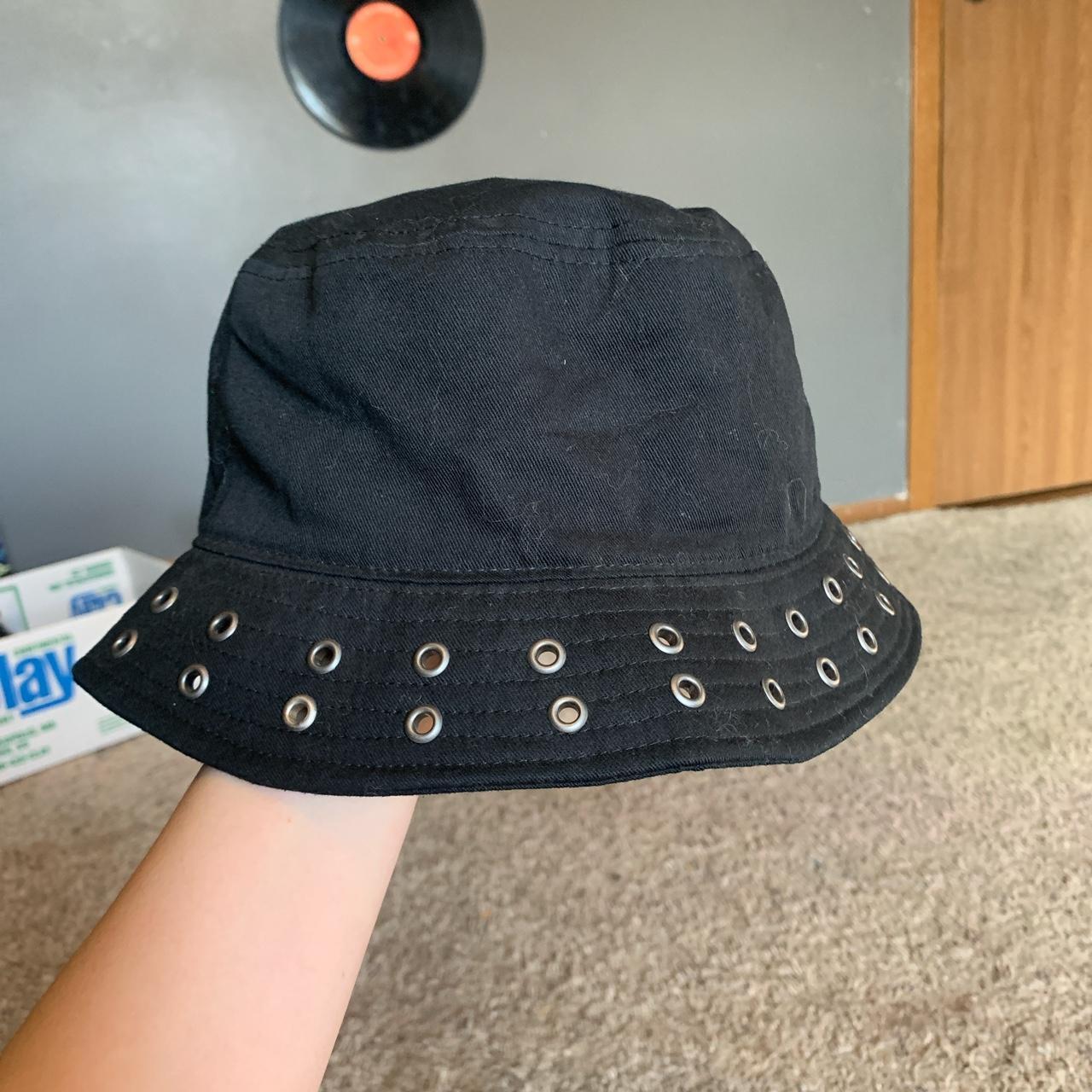 FITS ALL black and silver bucket hat - Depop