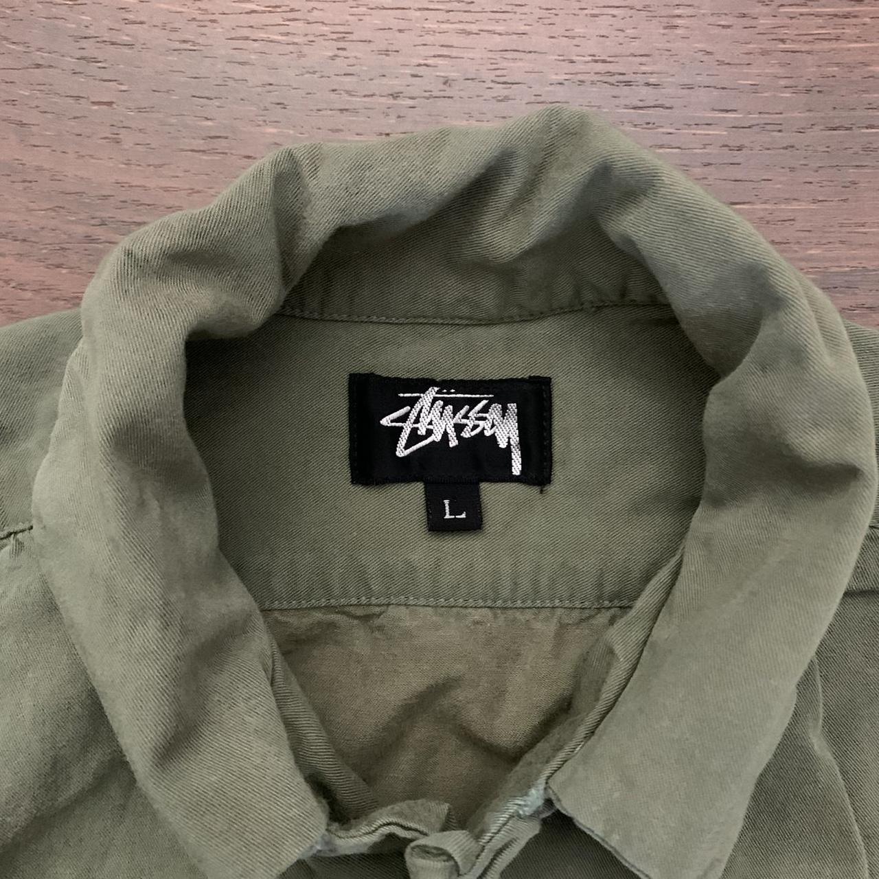 vintage 90s stussy green button down made in the... - Depop