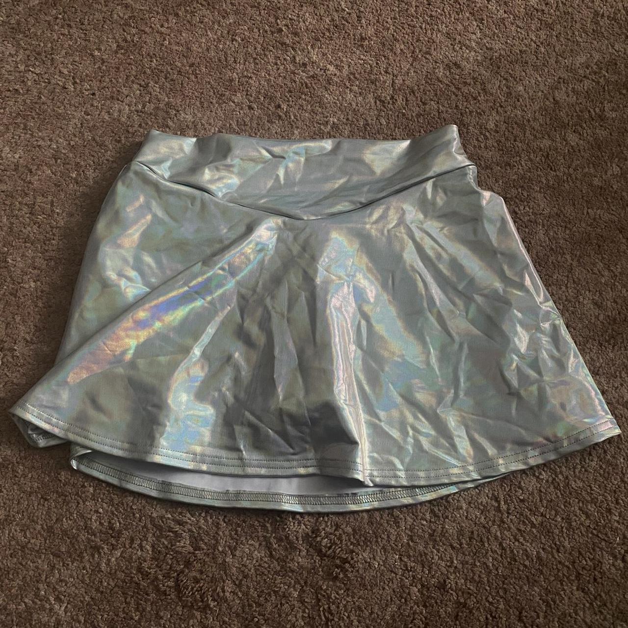HOLOGRAPHIC FOIL DOLLSKILL CLUB EXX rave skirt with... - Depop
