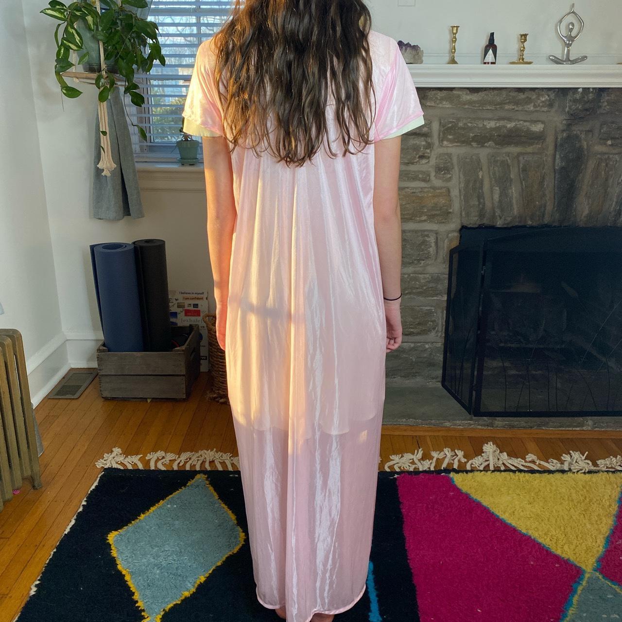 y2k cute baby pink night gown shawl model is... - Depop